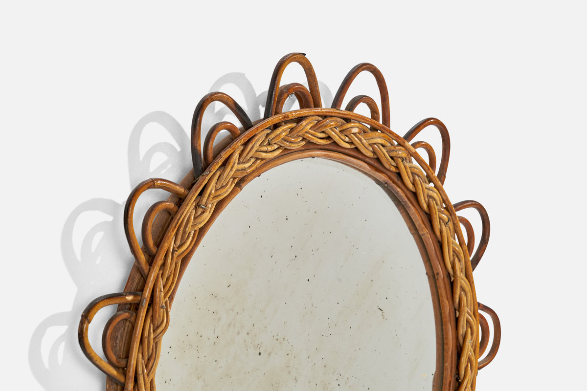 Italian Designer, Tear Drop Wall Mirror, Wood, Mirror, Italy, c. 1950s ...