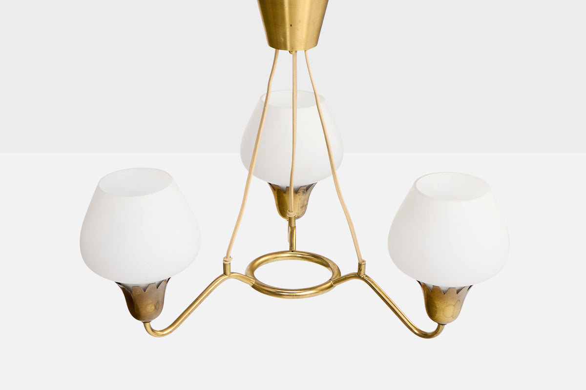 ASEA, Chandelier, Brass, Glass, Sweden, 1950s – PRB