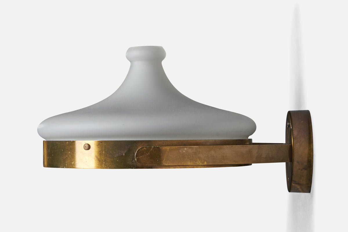 Swedish Designer, Wall Light, Brass, Glass, Sweden, 1950s – PRB