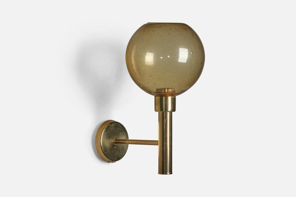 Danish Designer, Wall Light, Brass, Glass, Denmark, 1960s – PRB