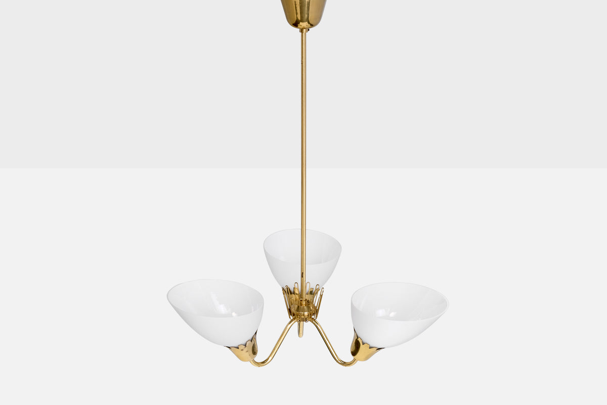 ASEA, Chandelier, Brass, Glass, Sweden, 1940s – PRB