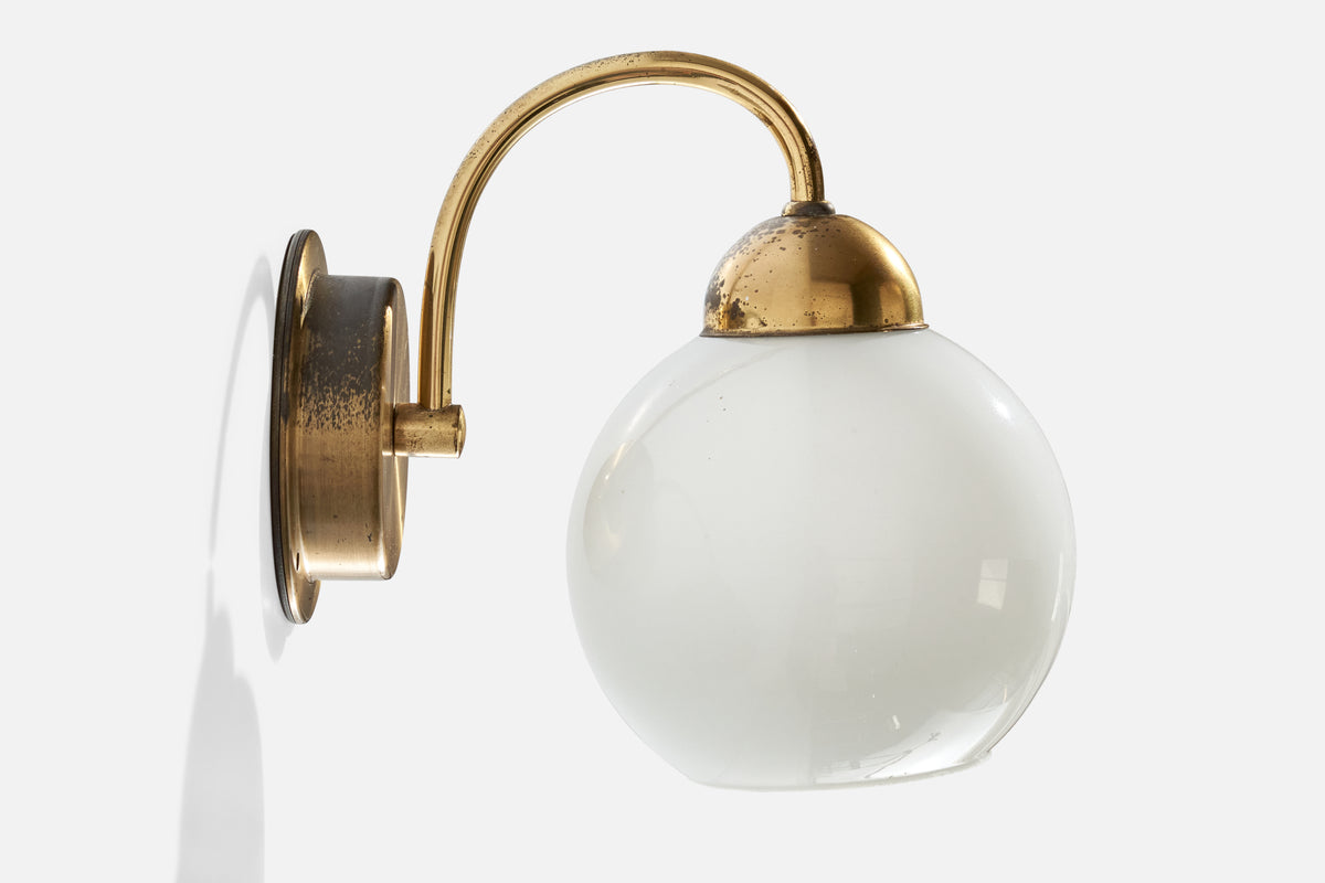 EWÅ Värnamo, Wall Light, Brass, Glass, Sweden, 1970s – PRB