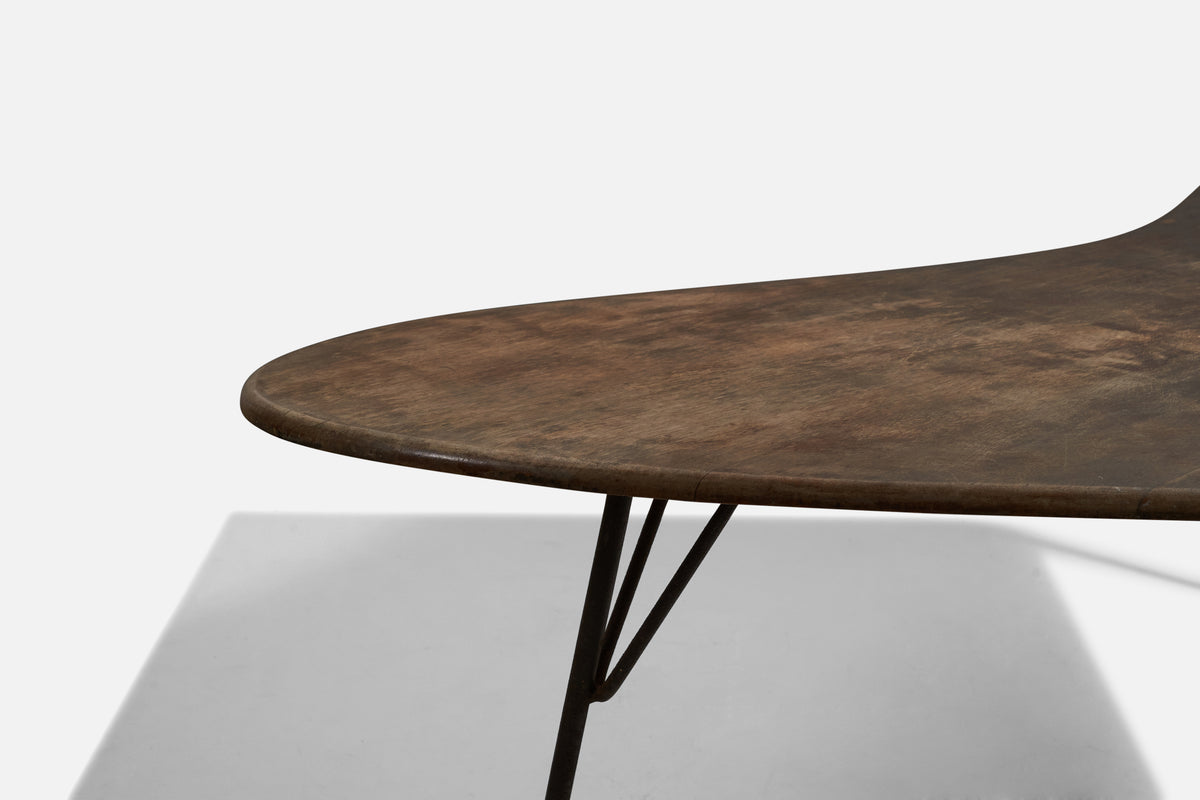 American Designer, Organic Desk or Table, Stained Wood, Iron, America ...