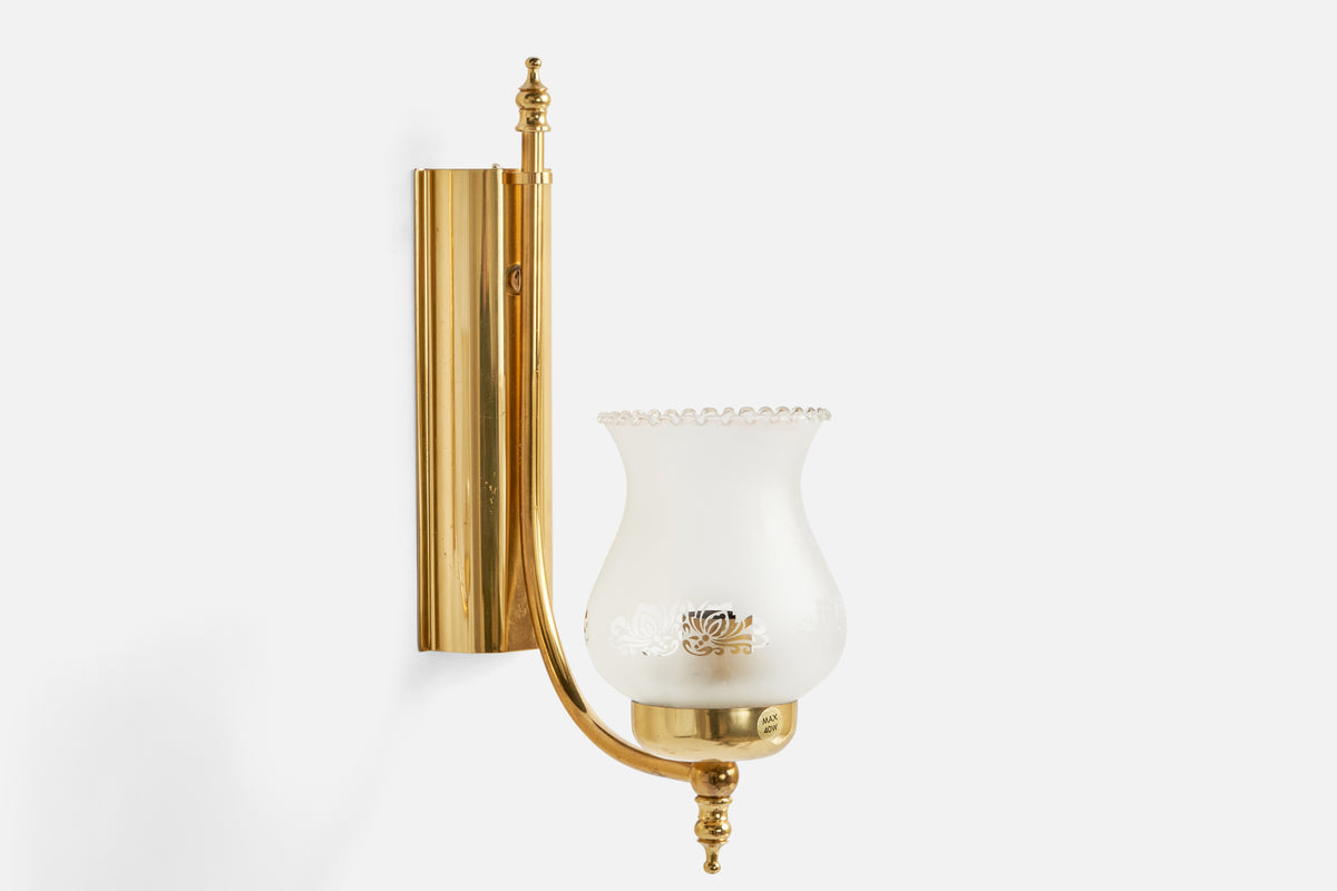 GBW, Wall Lights, Brass, Glass, Sweden, 1970s – PRB