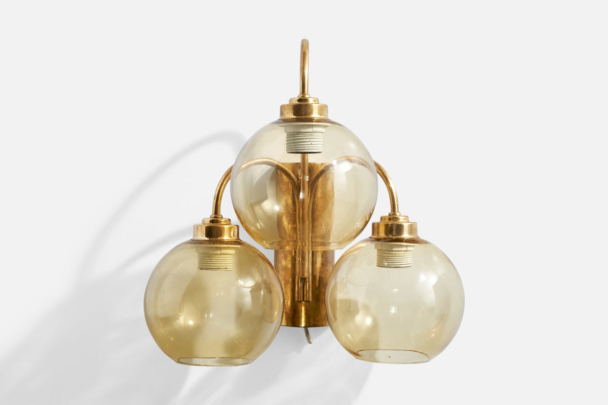 GBW, Wall Lights, Brass, Glass, Sweden, 1970s – PRB