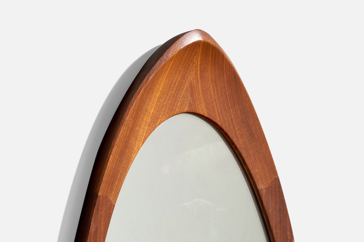 Glas & TrŠ, Wall Mirror, Teak, Crystal Glass, Sweden, 1950s – PRB