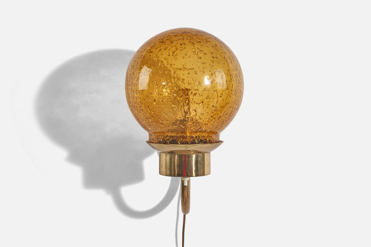 Bergboms, Wall Light, Brass, Glass, Sweden, 1960s – PRB