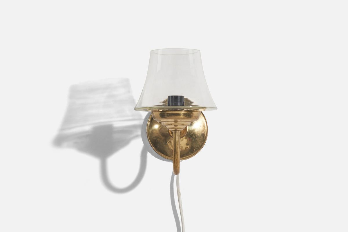 Danish Designer, Sconce, Brass, Glass, Denmark, 1970s – PRB