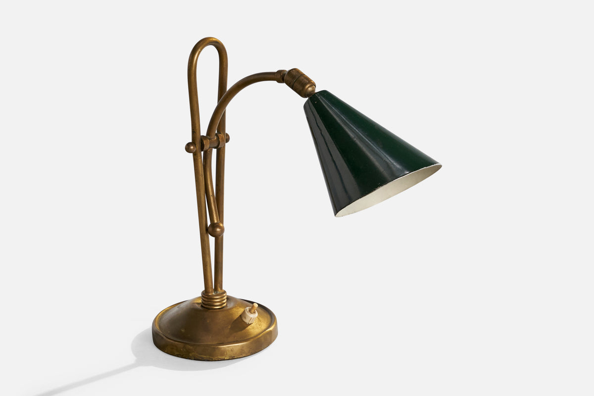 Italian Designer, Table Lamp, Brass, Metal, Italy, 1940s – PRB