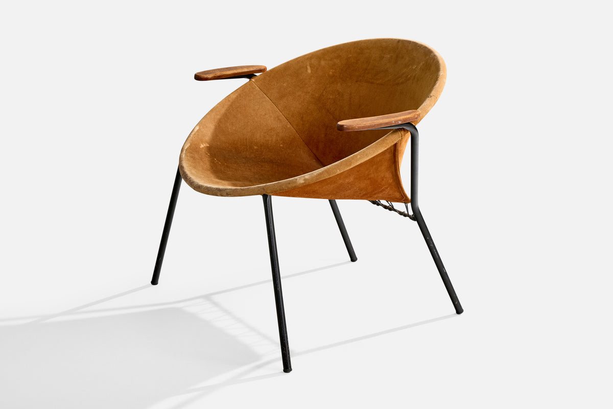 Hans Olsen, Lounge Chair, Teak, Steel, Suede, Denmark, 1960s – PRB