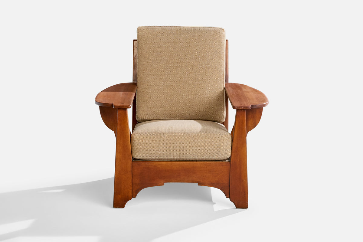Cushman Furniture, Lounge Chair, Wood, Fabric, USA, 1940s – PRB