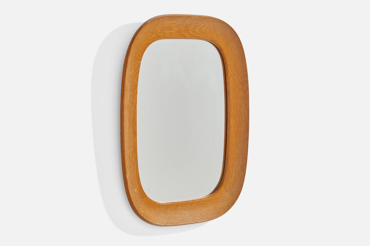 Fršseke, AB Nybrofabriken, Wall Mirror, Solid Oak, Crystal Glass, Swed ...