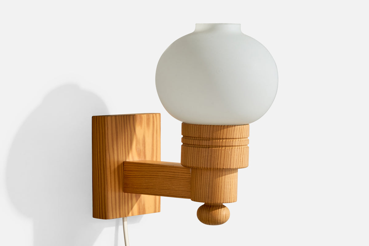Aneta, Wall Lights, Pine, Glass, Sweden, 1970s – PRB