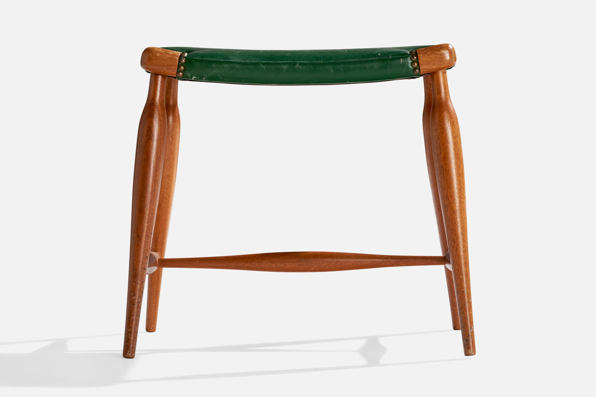 Josef Frank, Stool, Mahogany, Brass, Leather, Sweden, 1950s – PRB