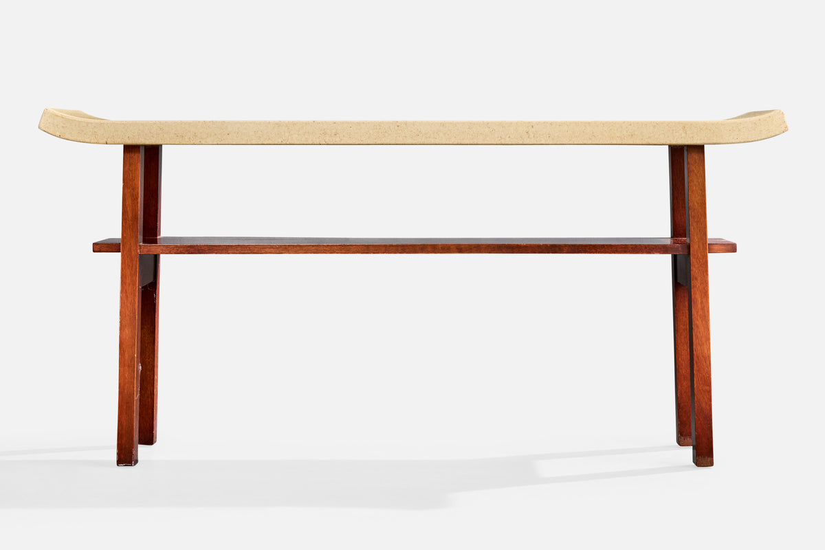 Paul Frankl, Console Table, Mahogany, Cork, USA, 1950s – PRB