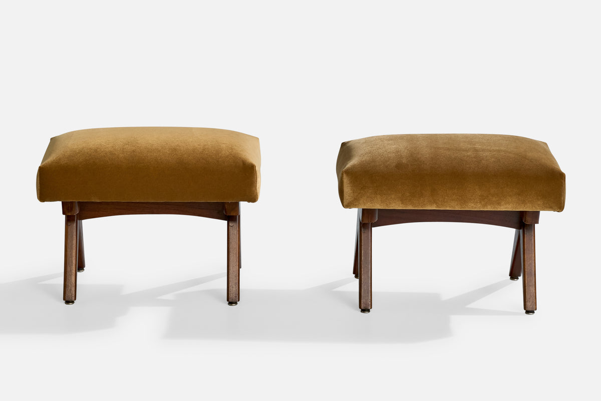 Adrian Pearsall, Stools, Walnut, Velvet, USA, 1960s – PRB