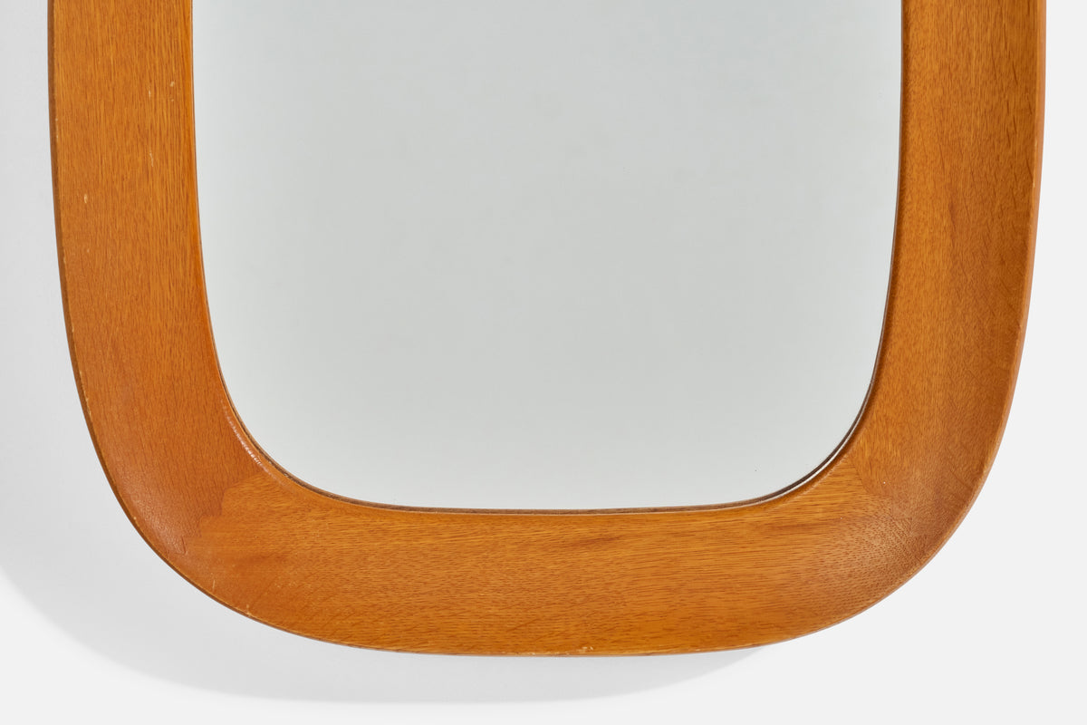 Fröseke AB Nybrofabriken, Wall Mirror, Solid Oak, Crystal Glass, 1960s ...