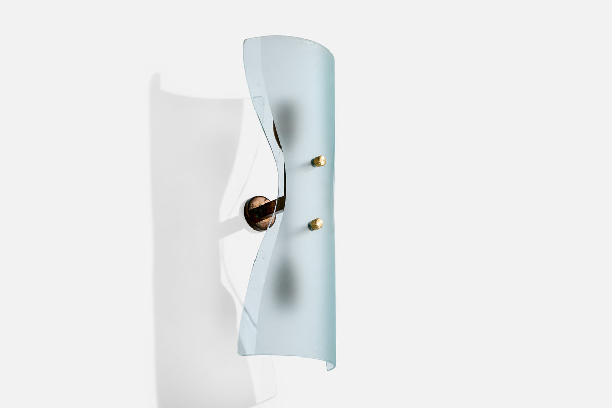 Brazilian Designer, Wall Lights, Brass, Glass, Brazil, 1950s – PRB