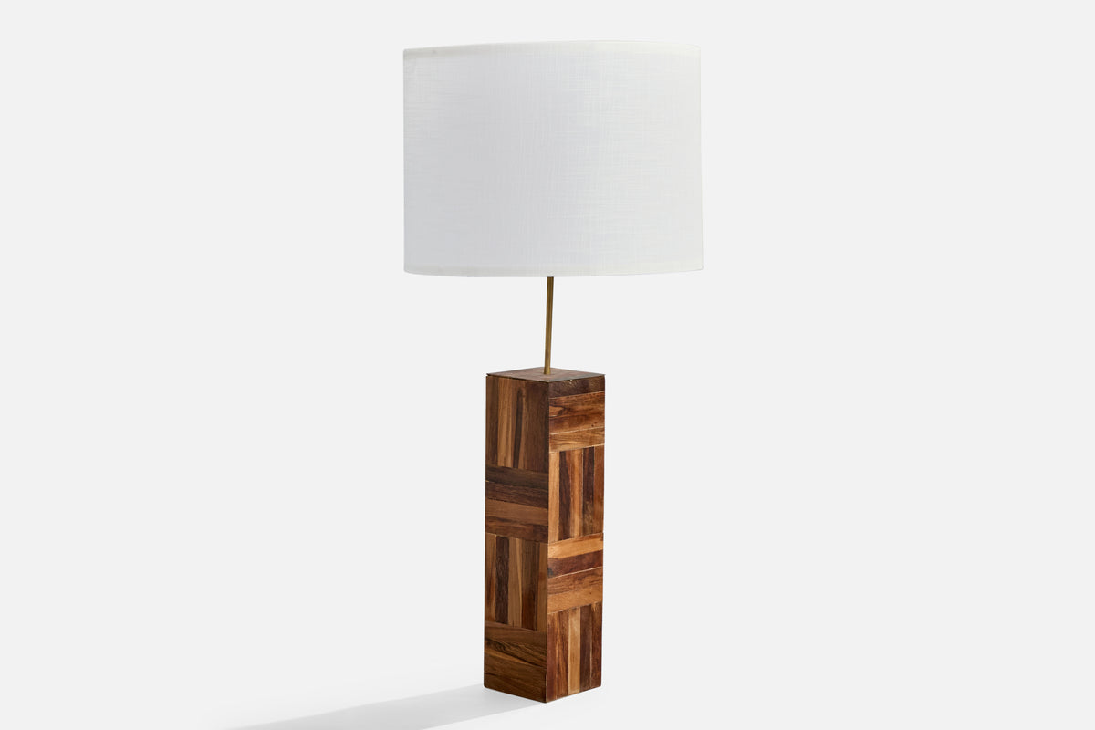 Brazilian Designer, Table Lamps, Wood, Brass, Brazil, 1950s – PRB