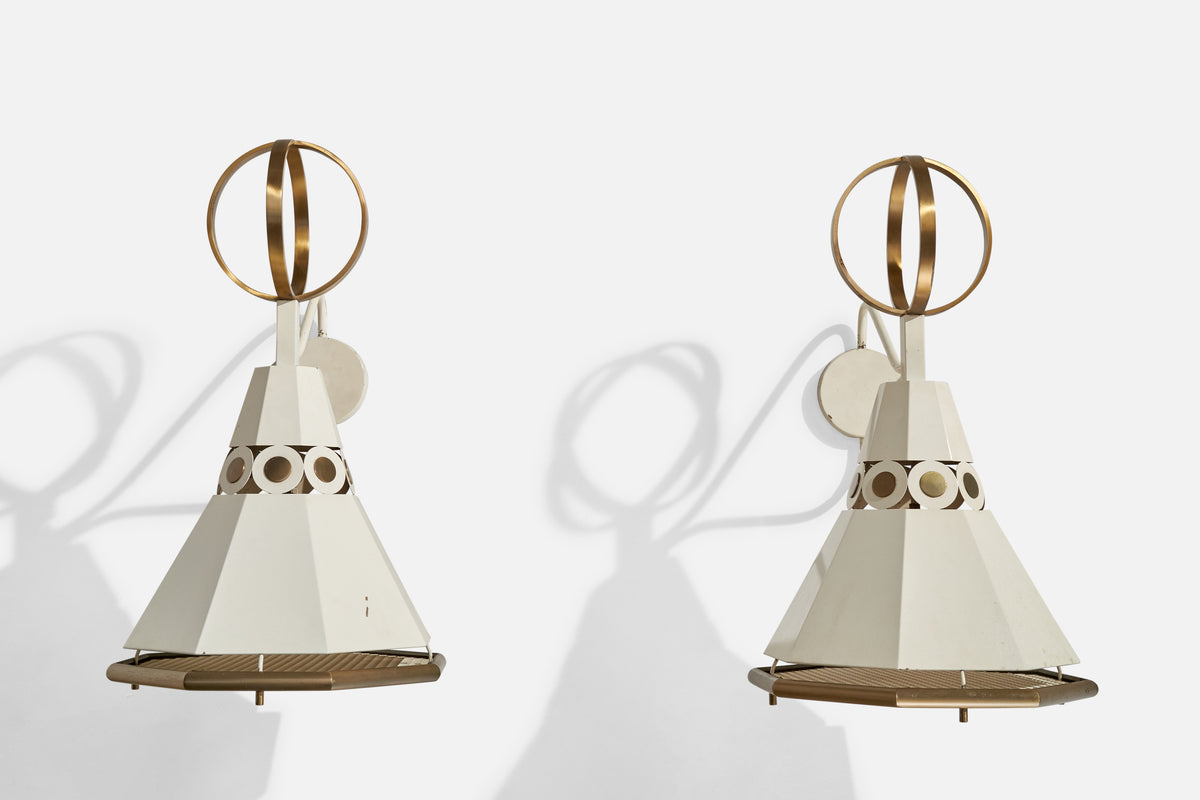 Paul Laszlo, Large Wall Lights, Brass, Metal, USA, 1950s – PRB
