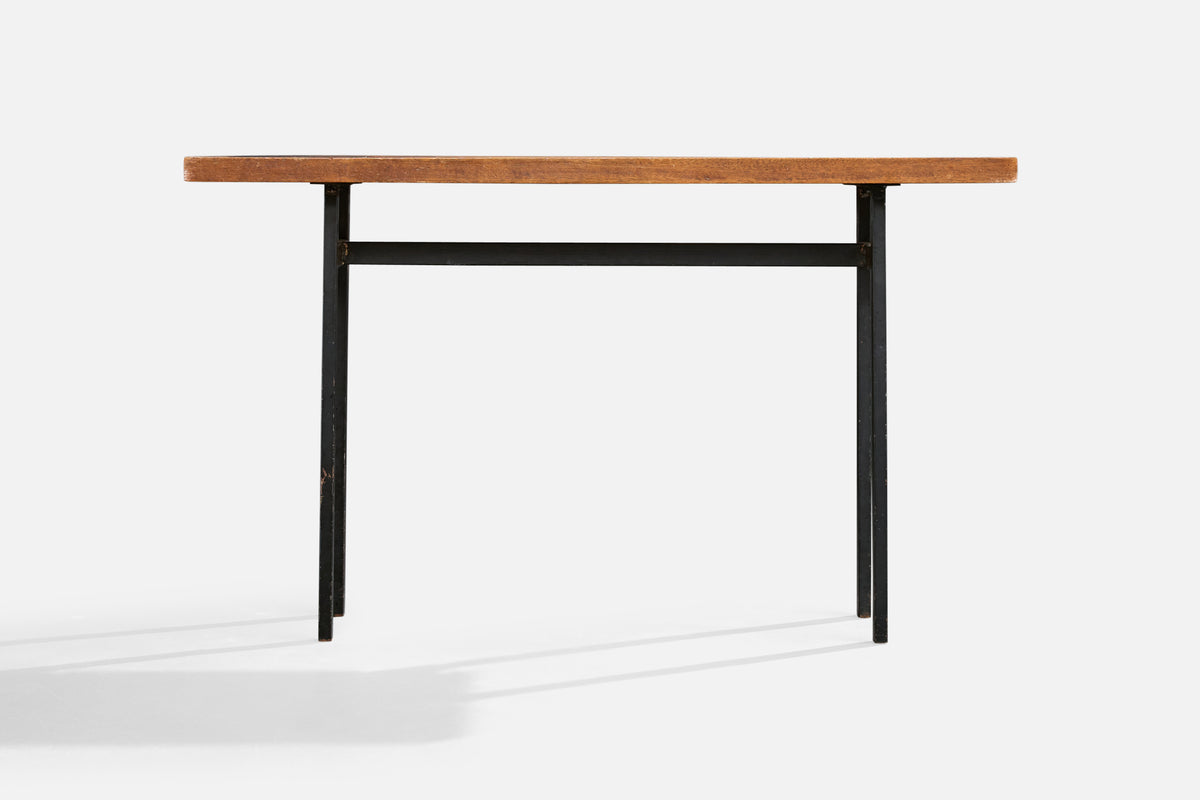 French Designer, Console Table, Wood, Metal, Ceramic, France, 1970s – PRB