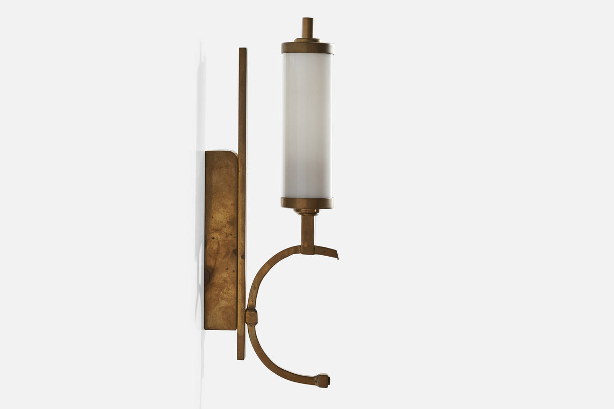 Austrian Designer, Wall Light, Brass, Glass, Austria, 1930s – PRB
