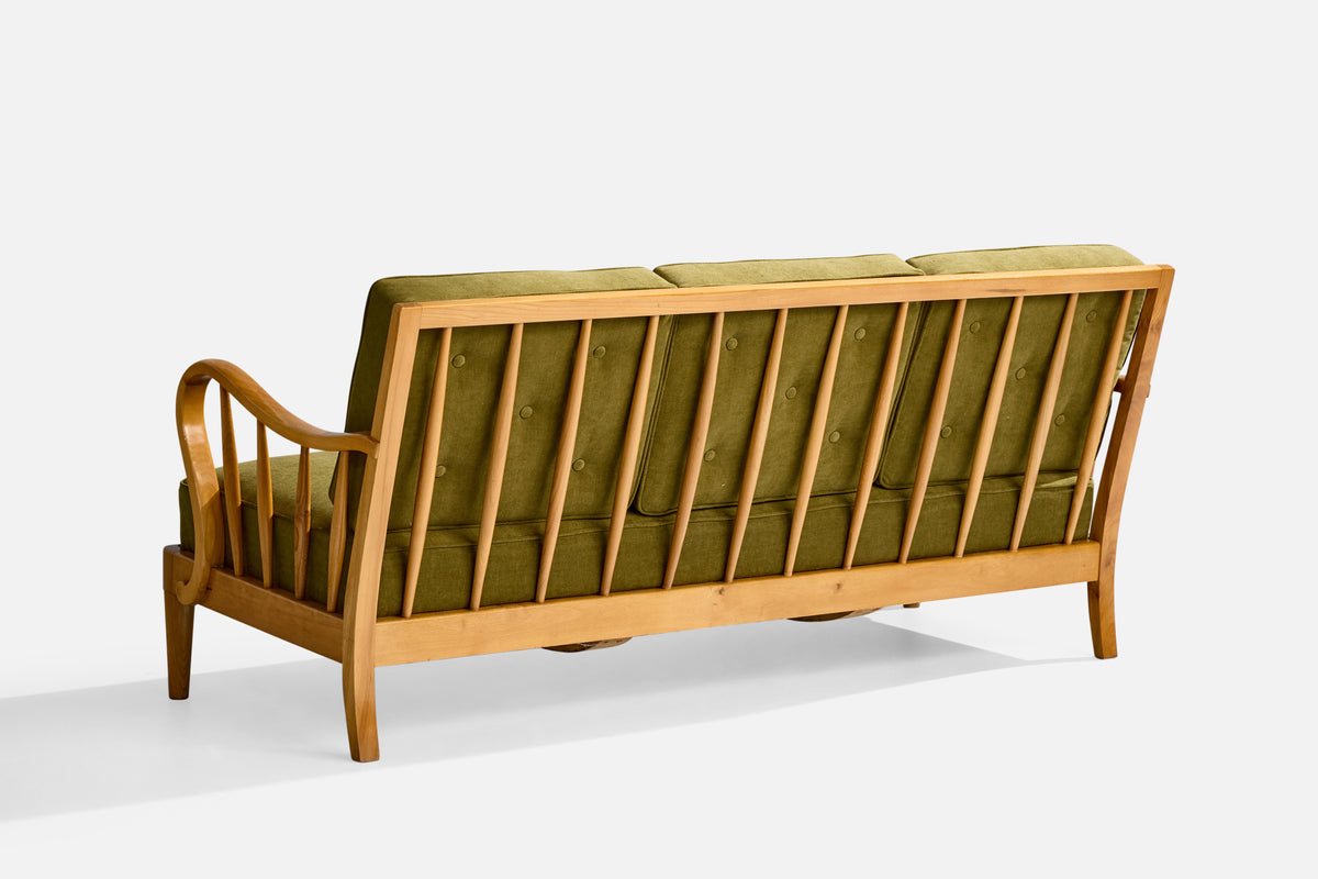 Swedish Designer, Sofa, Elm, Beech, Fabric, Sweden, 1940s – PRB